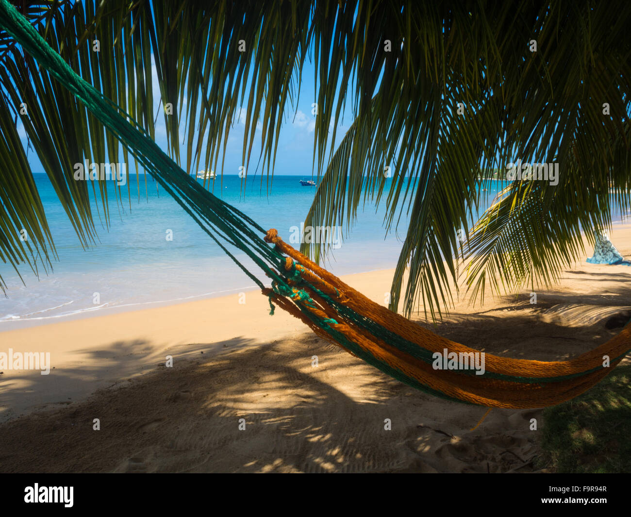 Amaca on a tropical beach by seaside Stock Photo - Alamy
