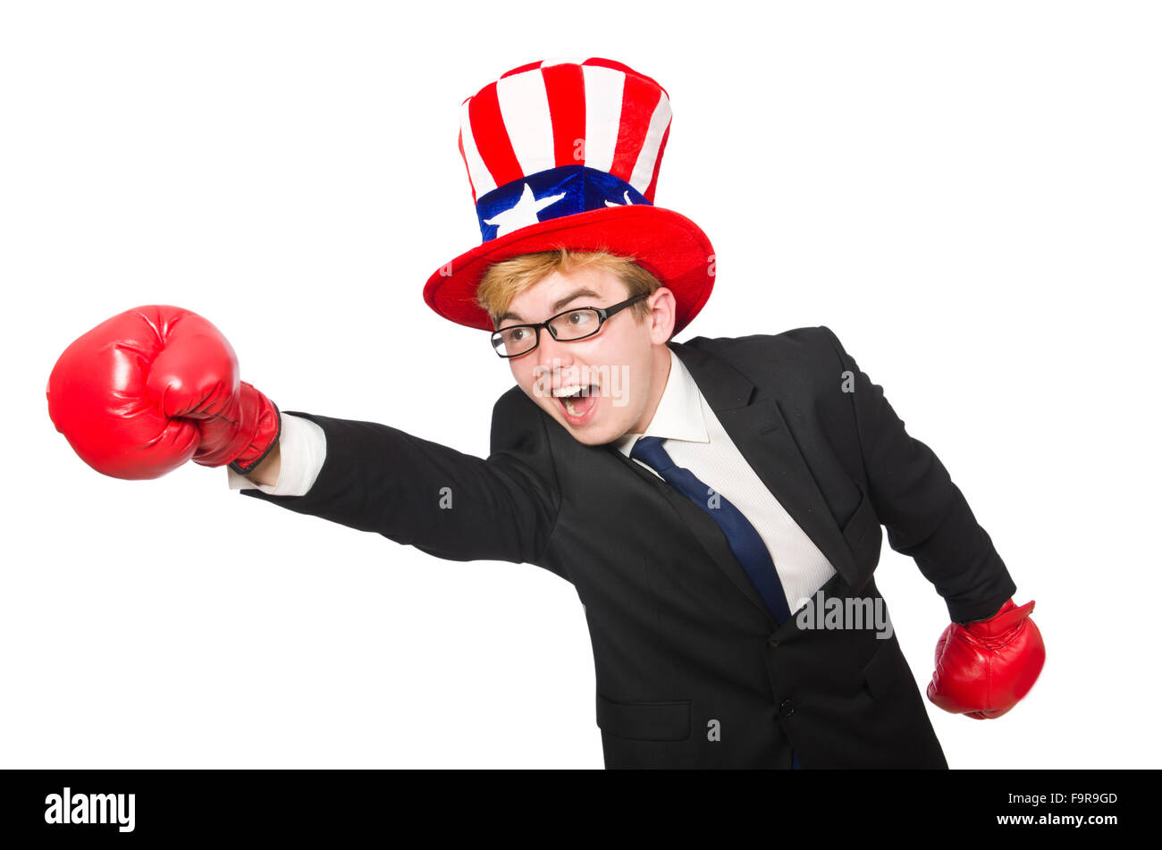Man wearing hat with american symbols Stock Photo - Alamy