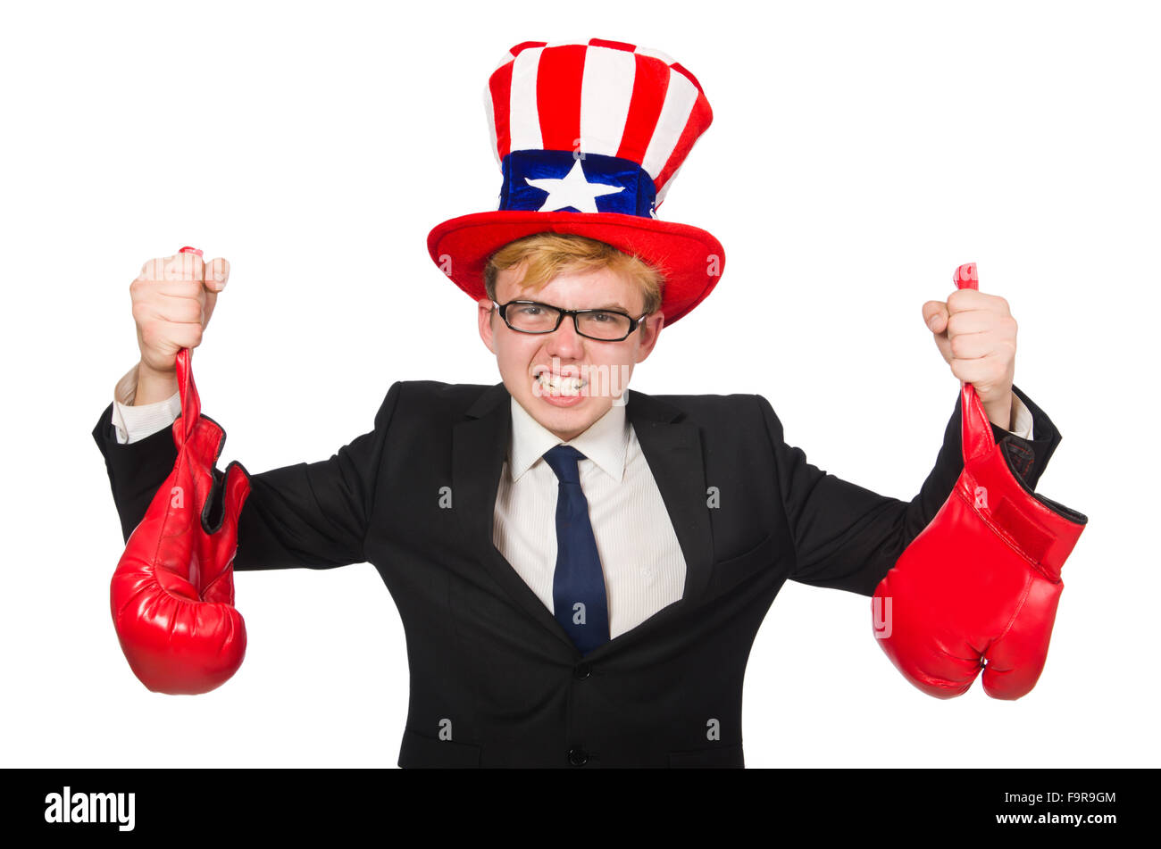 Man wearing hat with american symbols Stock Photo - Alamy