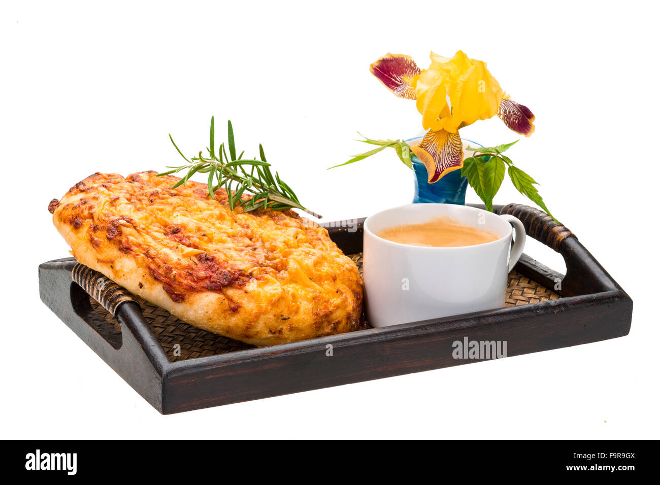 Breakfast with coffee and ciabatta isolated Stock Photo - Alamy