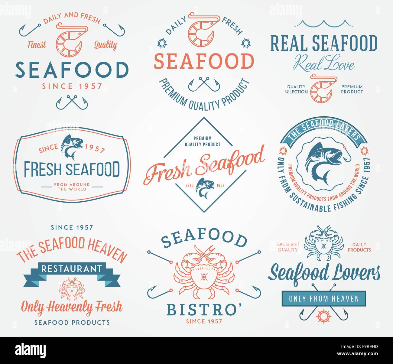Colored seafood labels and badges vol. 2 for any use Stock Vector Image ...