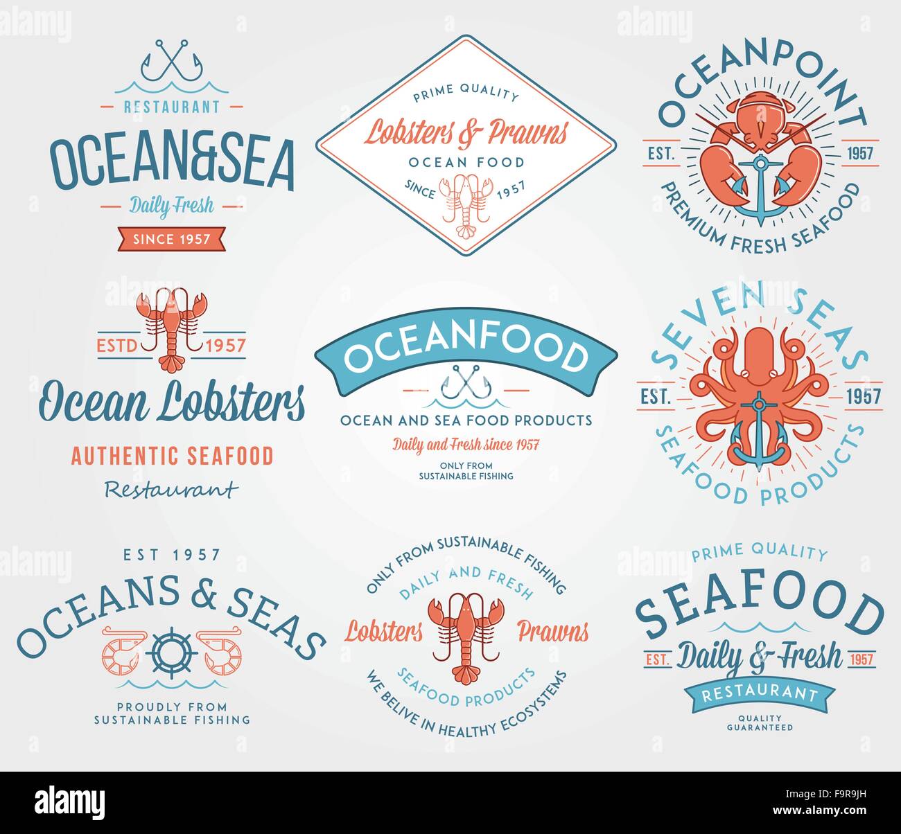 Colored seafood labels and badges vol. 3 for any use Stock Vector Image ...