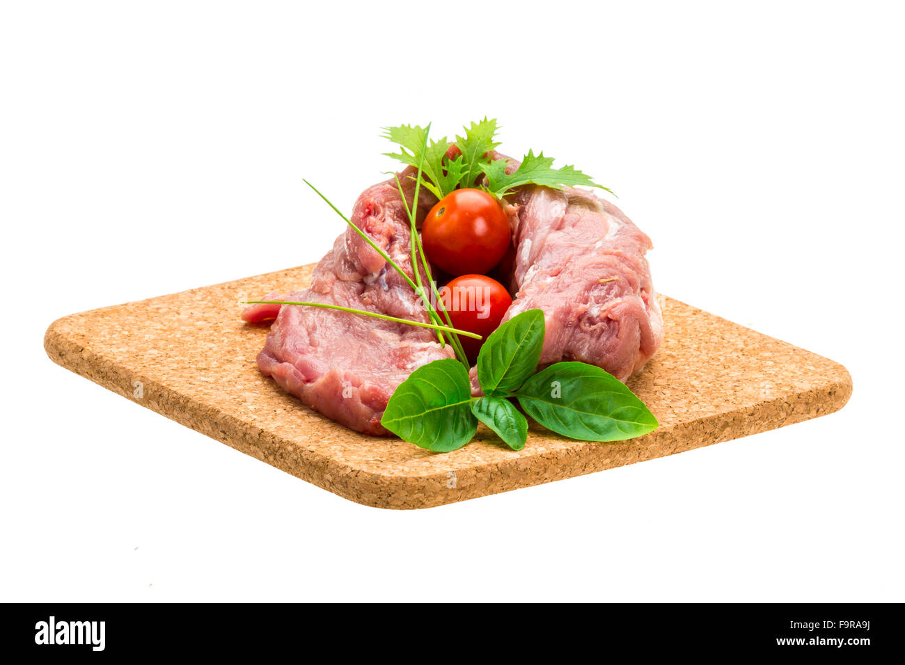 Raw pork meat with herbs Stock Photo - Alamy