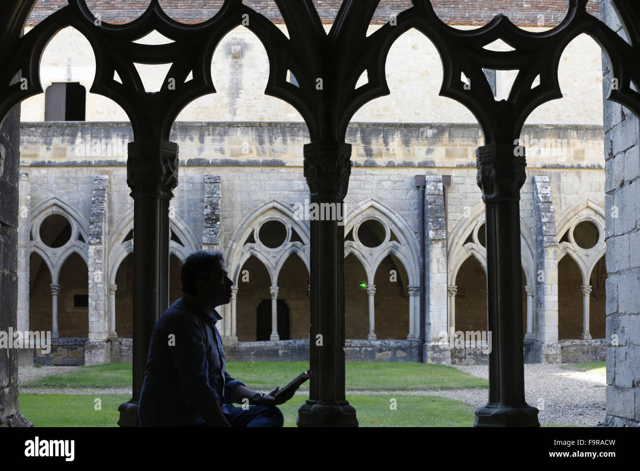 Reading the Bible. Noirlac Abbey priory Stock Photo - Alamy