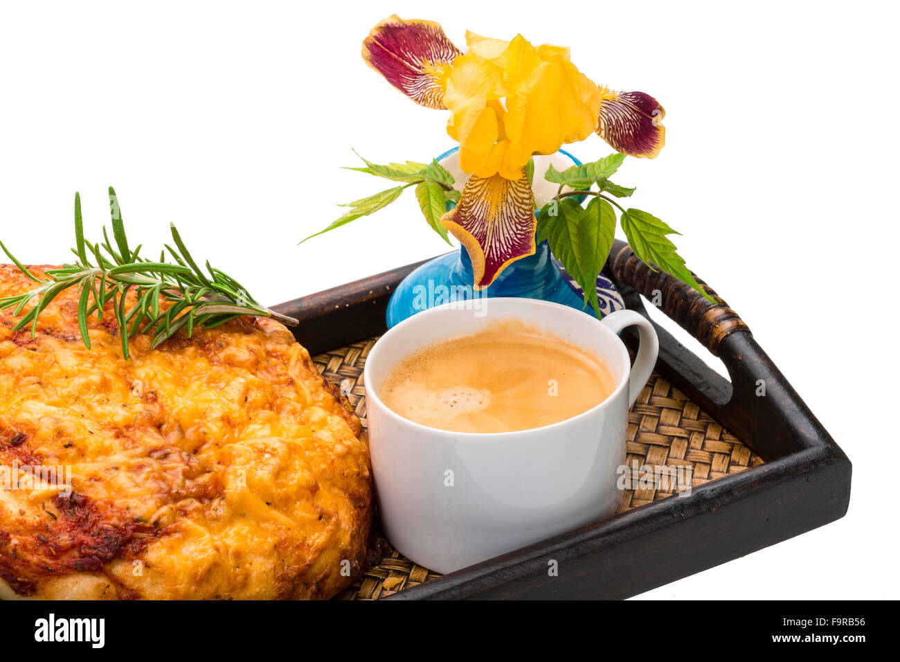 Breakfast with coffee and ciabatta isolated Stock Photo - Alamy