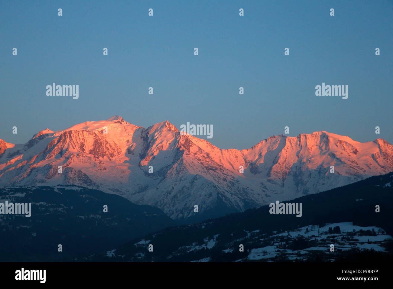 French Alps. The Mont Blanc massif. The highest summit in Europe Stock ...