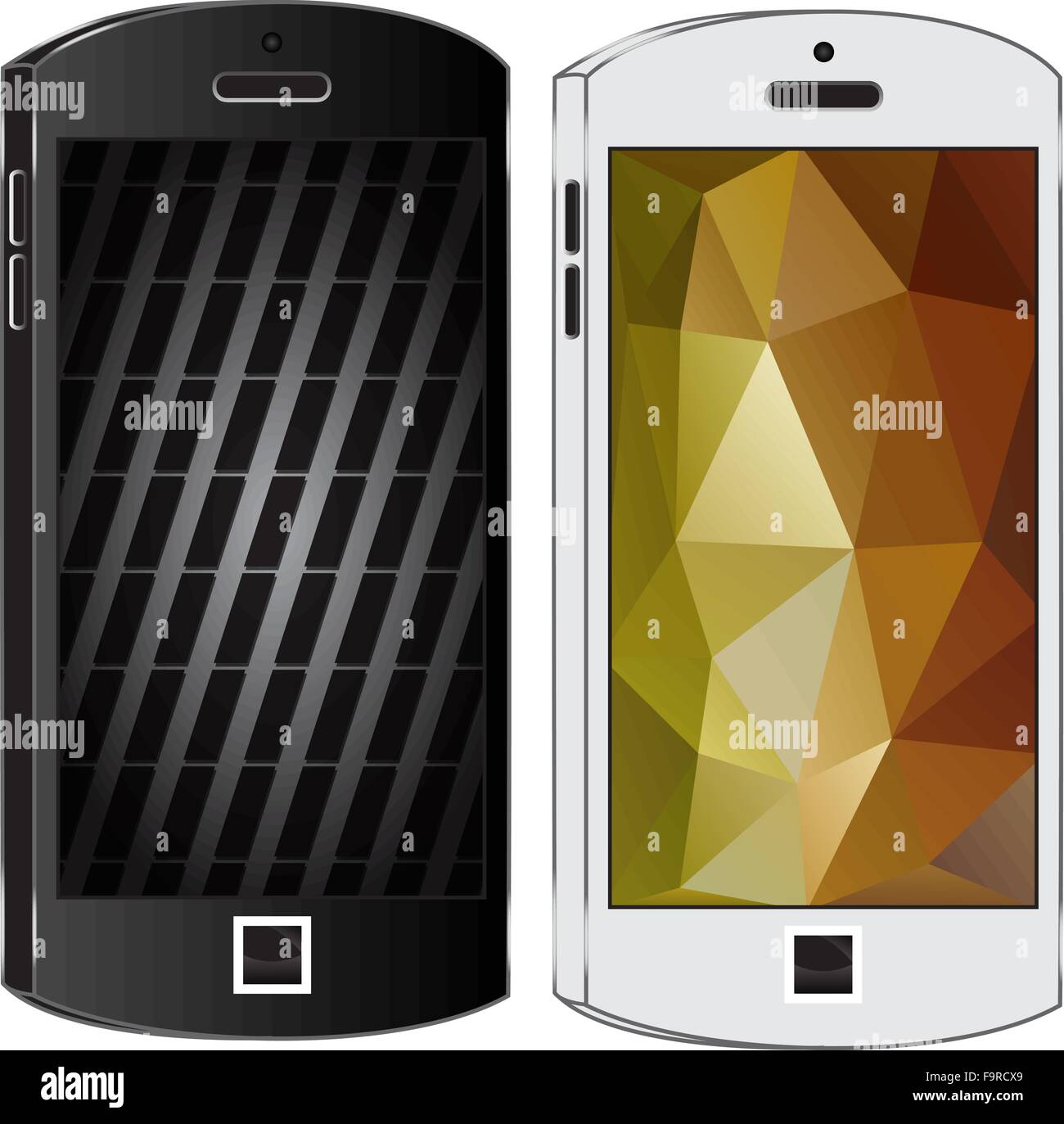 Two modern cell phone on a white background. Mobile phone. Smartphone ...