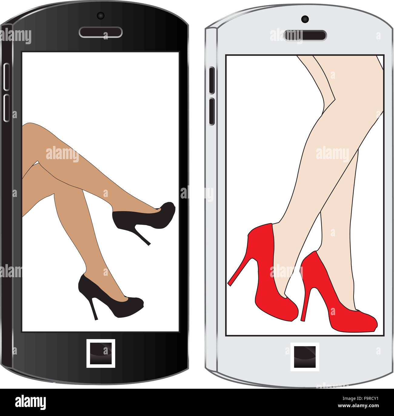 Two modern cell phone on a white background. Mobile phone. Smartphone ...