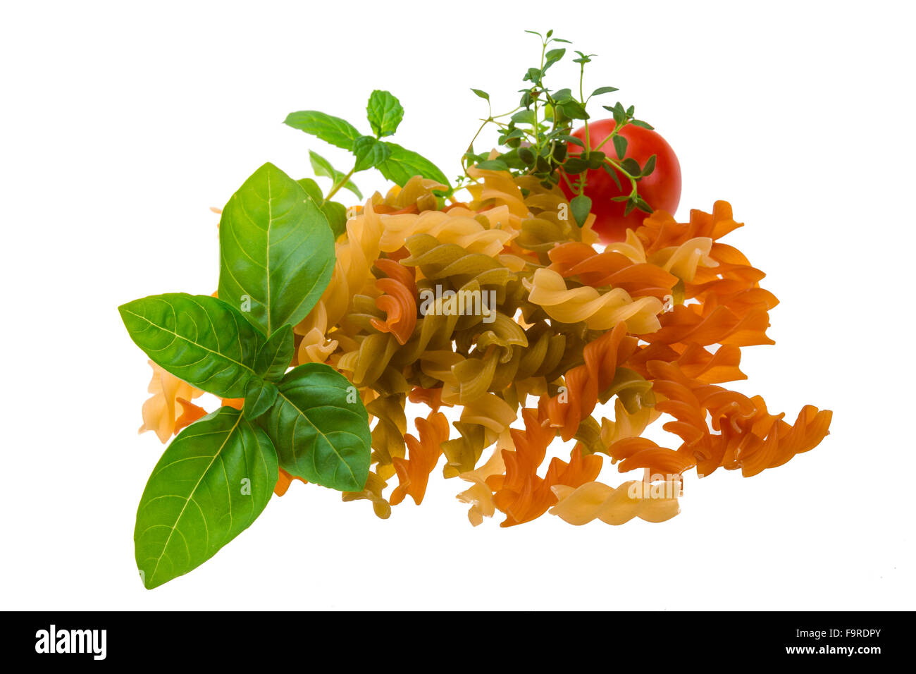 Variety color spiral macaroni isolated Stock Photo - Alamy
