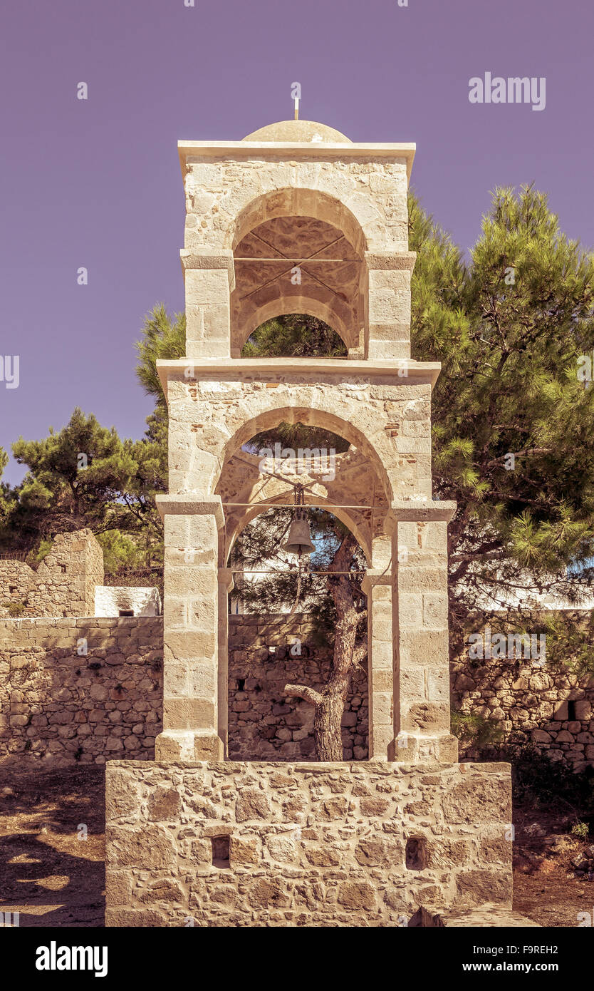 Stone bell tower on greek Kos island Stock Photo - Alamy