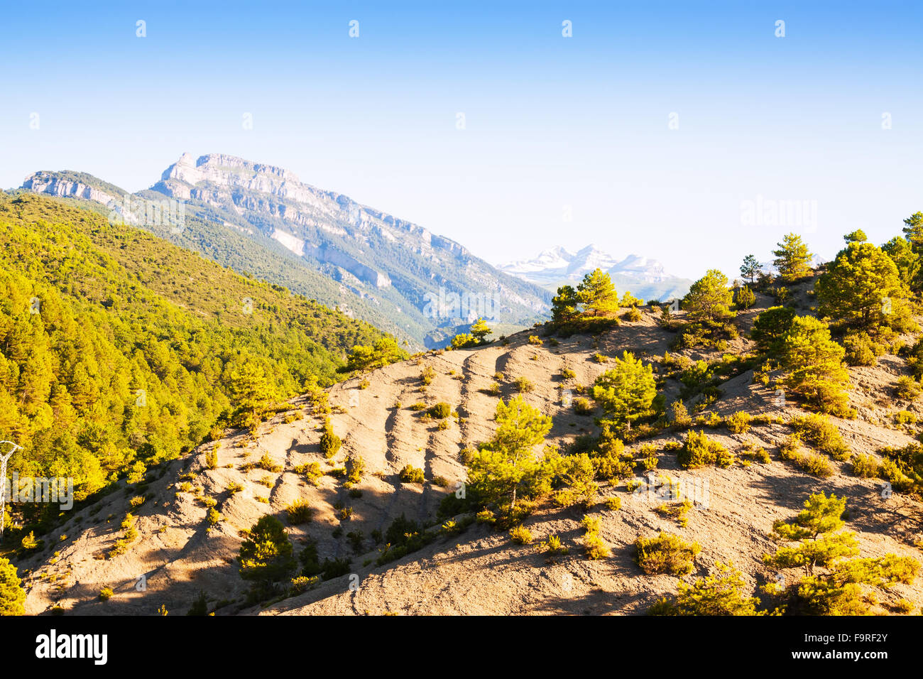 Simple Pyrenees mountains landscape in summer. Huesca, Aragon Stock ...
