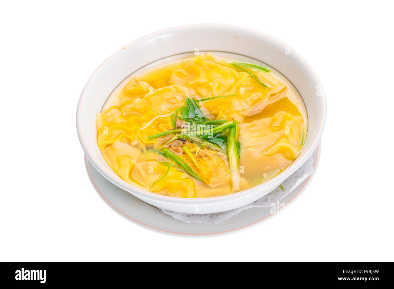 Won-ton Yellow Chinese soup with onion Stock Photo - Alamy