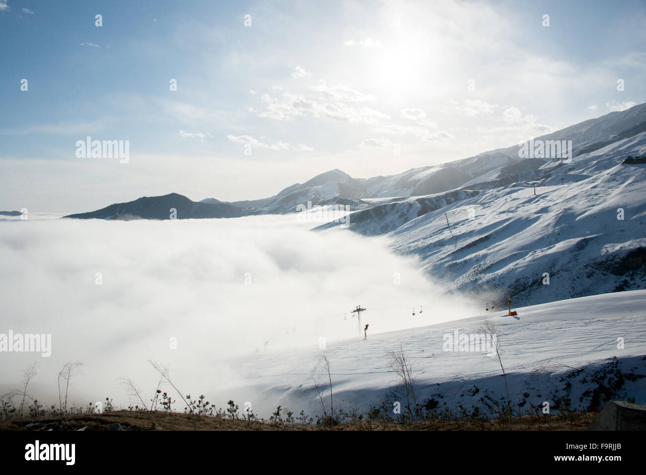 Ski lifts in Shahdag mountain skiing resort Stock Photo - Alamy