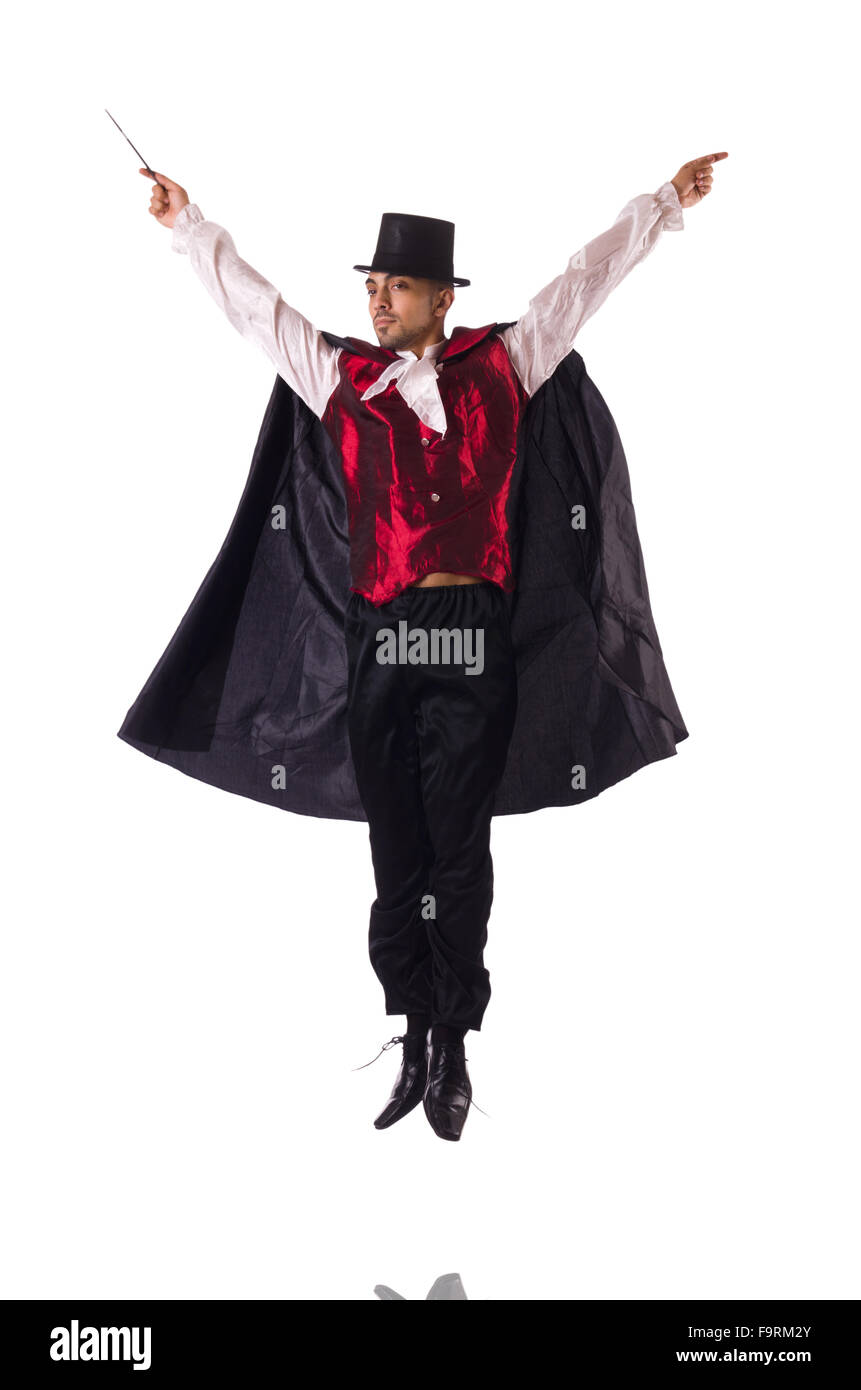 Man magician isolated on white Stock Photo - Alamy