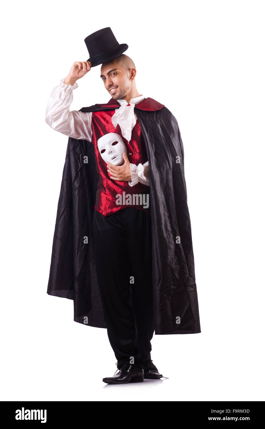 Man magician isolated on white Stock Photo - Alamy