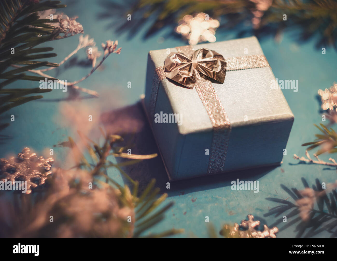 Christmas present with ribbon Stock Photo - Alamy