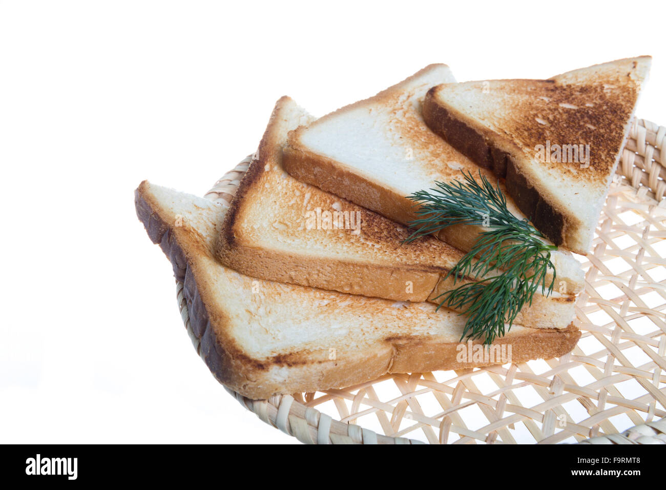 toasted bread slices for breakfast isolated on white studio background ...