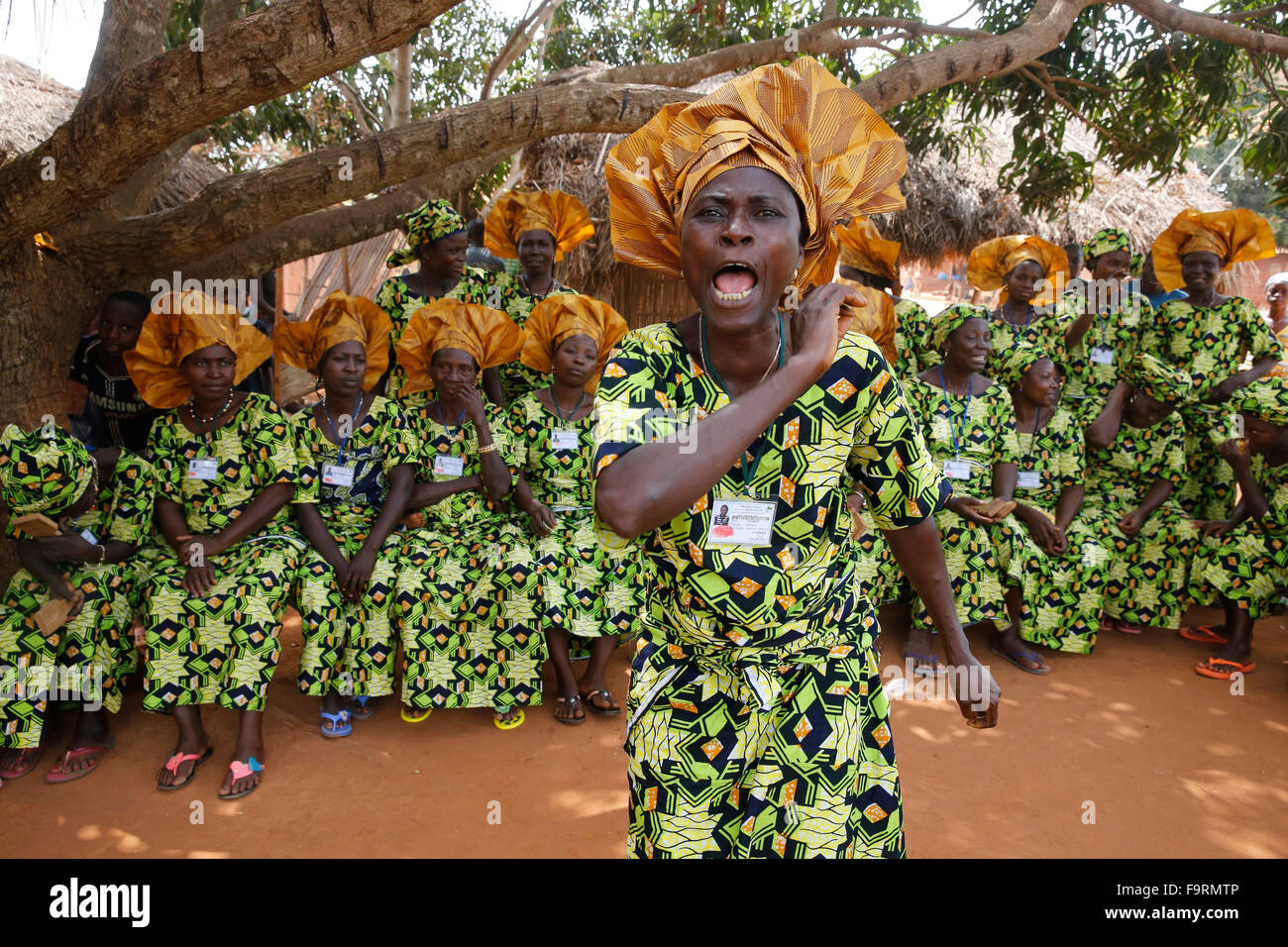Villagers's cooperative member performing a welcome dance Stock Photo ...