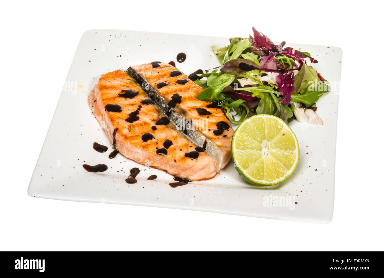 savory fish portion : roasted norwegian salmon fillet garnished with ...