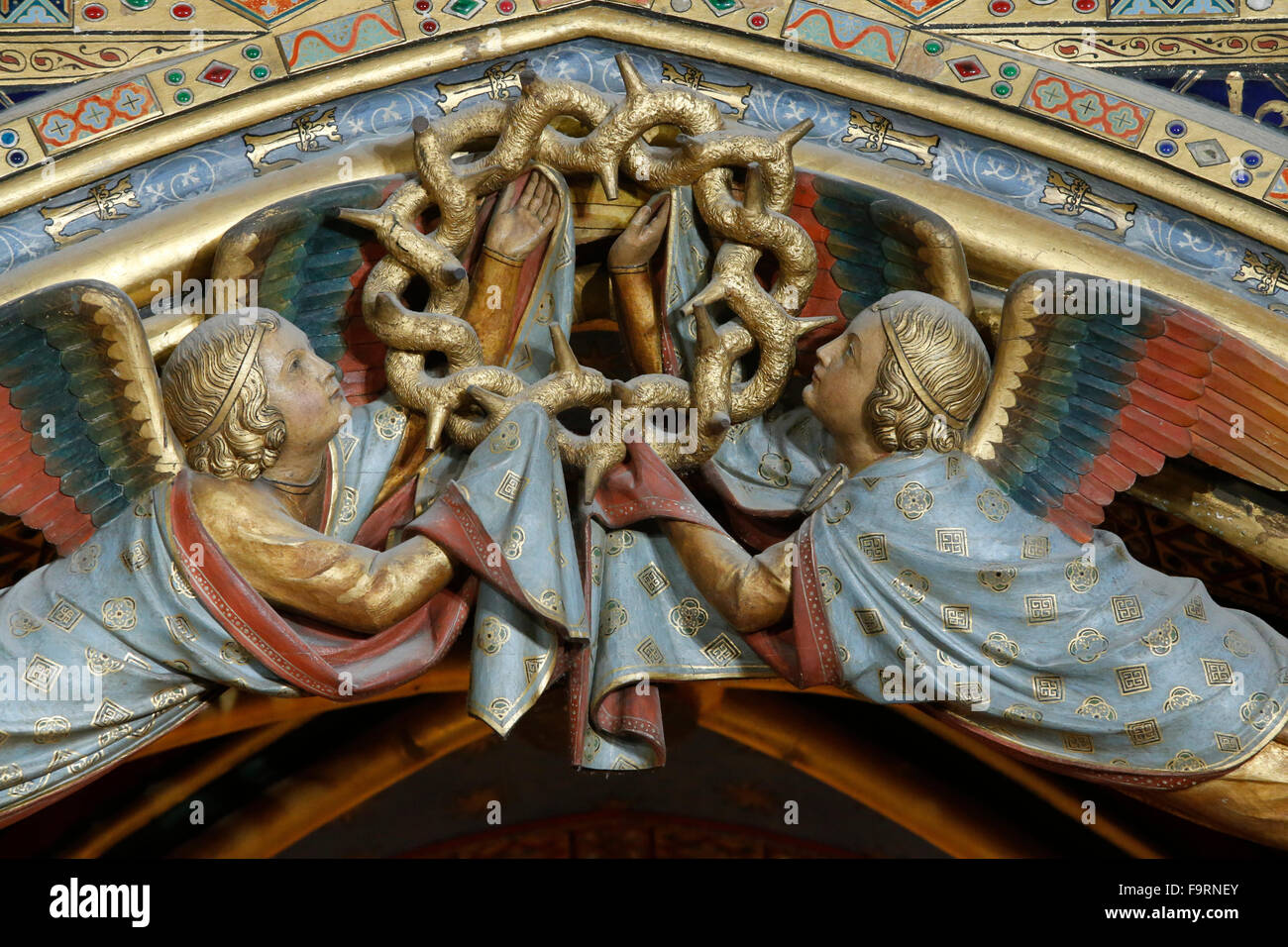 Holy Chapel. Paris. Underside of the arch supporting the relics gallery ...
