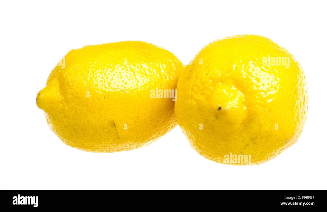 Fresh ripe lemons. Isolated on white background Stock Photo - Alamy