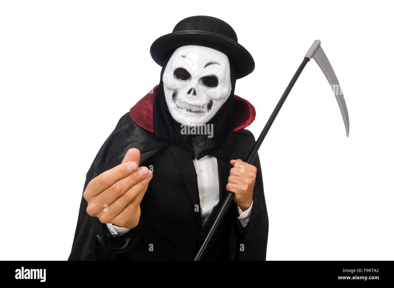 Man with scary mask isolated on white Stock Photo - Alamy
