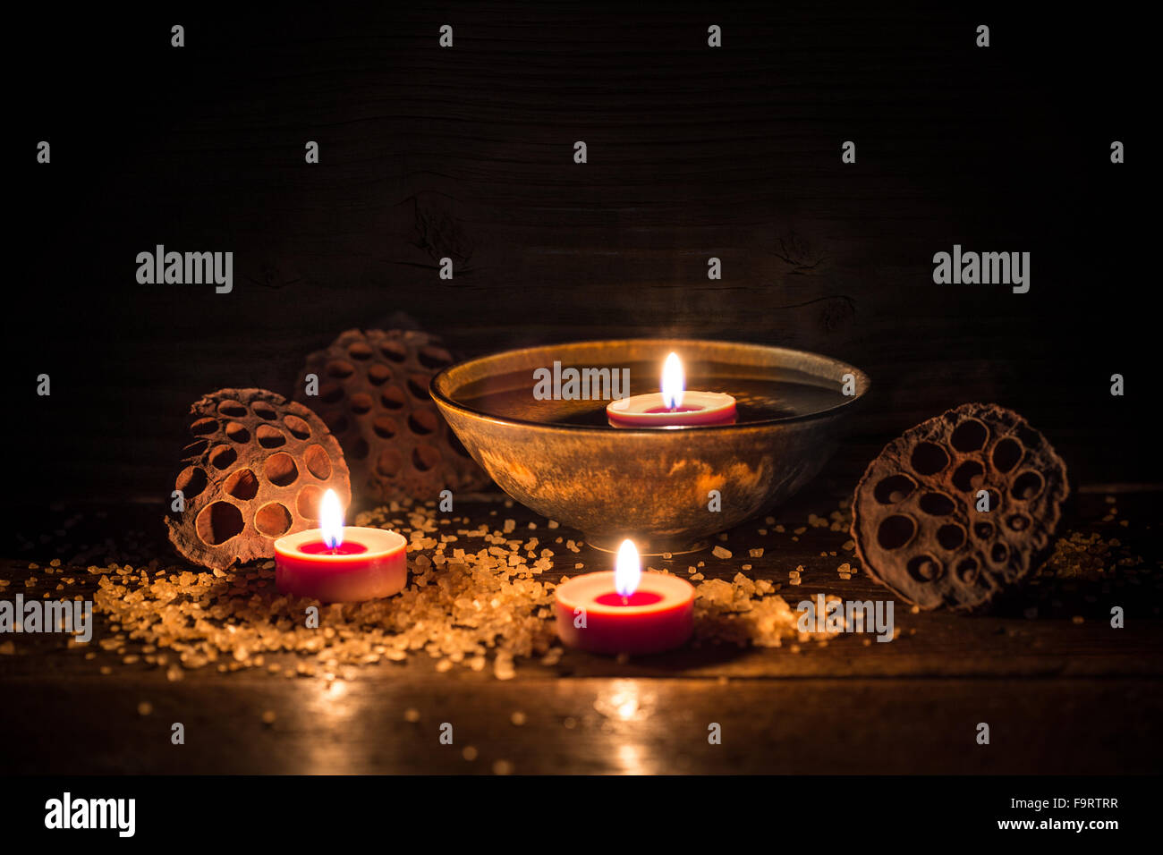 Composition of spa treatment on dark background Stock Photo - Alamy