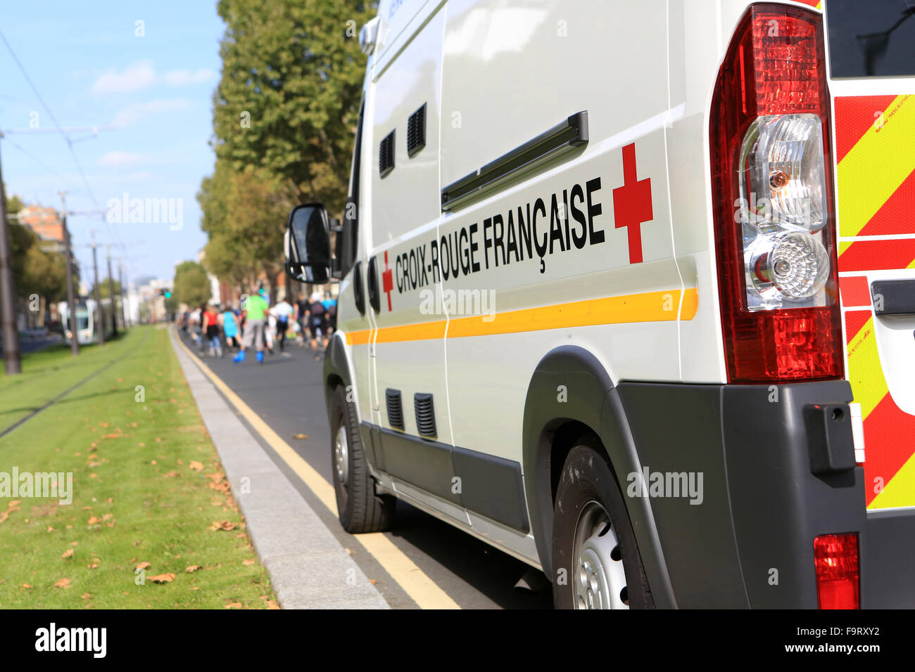 first aid vehicle. French Red Cross Stock Photo - Alamy