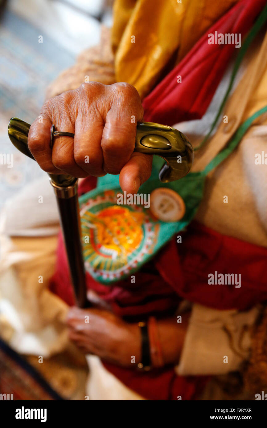 Elderly person in a Hindu temple Stock Photo - Alamy