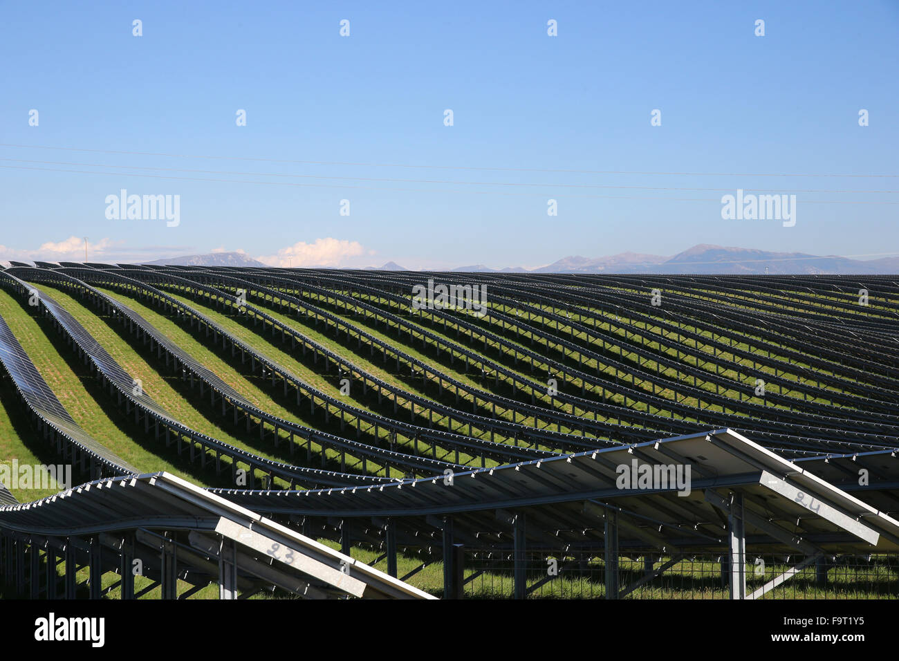 Solar farm. Photovoltaic power plant. Alpes-de-Haute-Provence. France ...