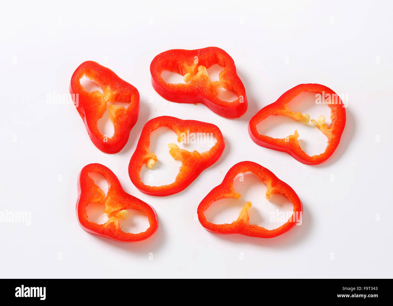 Thinly sliced red bell pepper Stock Photo - Alamy