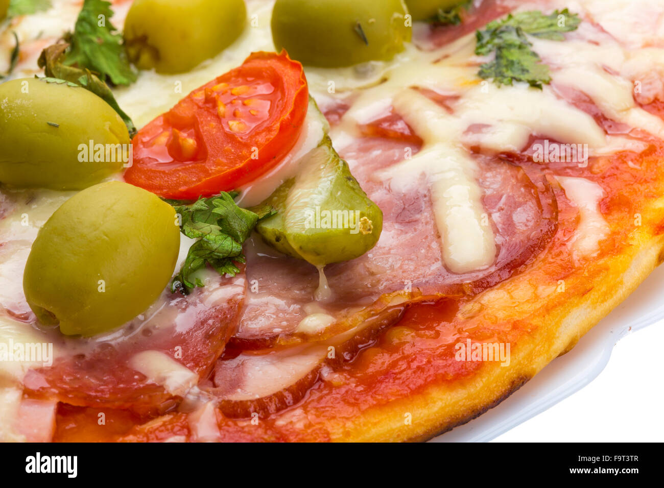 Pizza with salami Stock Photo - Alamy