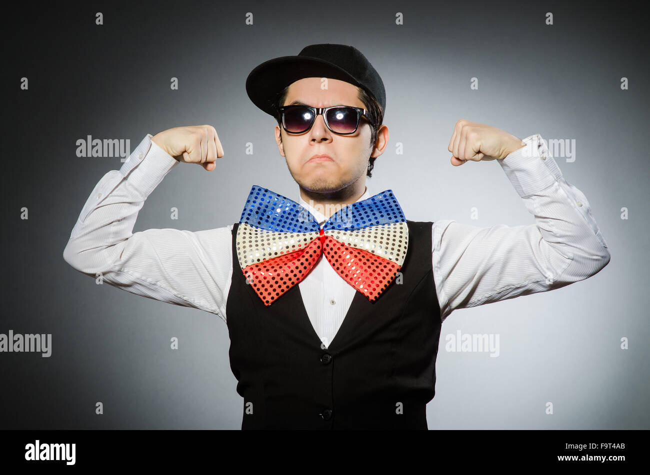 Funny man with giant bow tie Stock Photo - Alamy