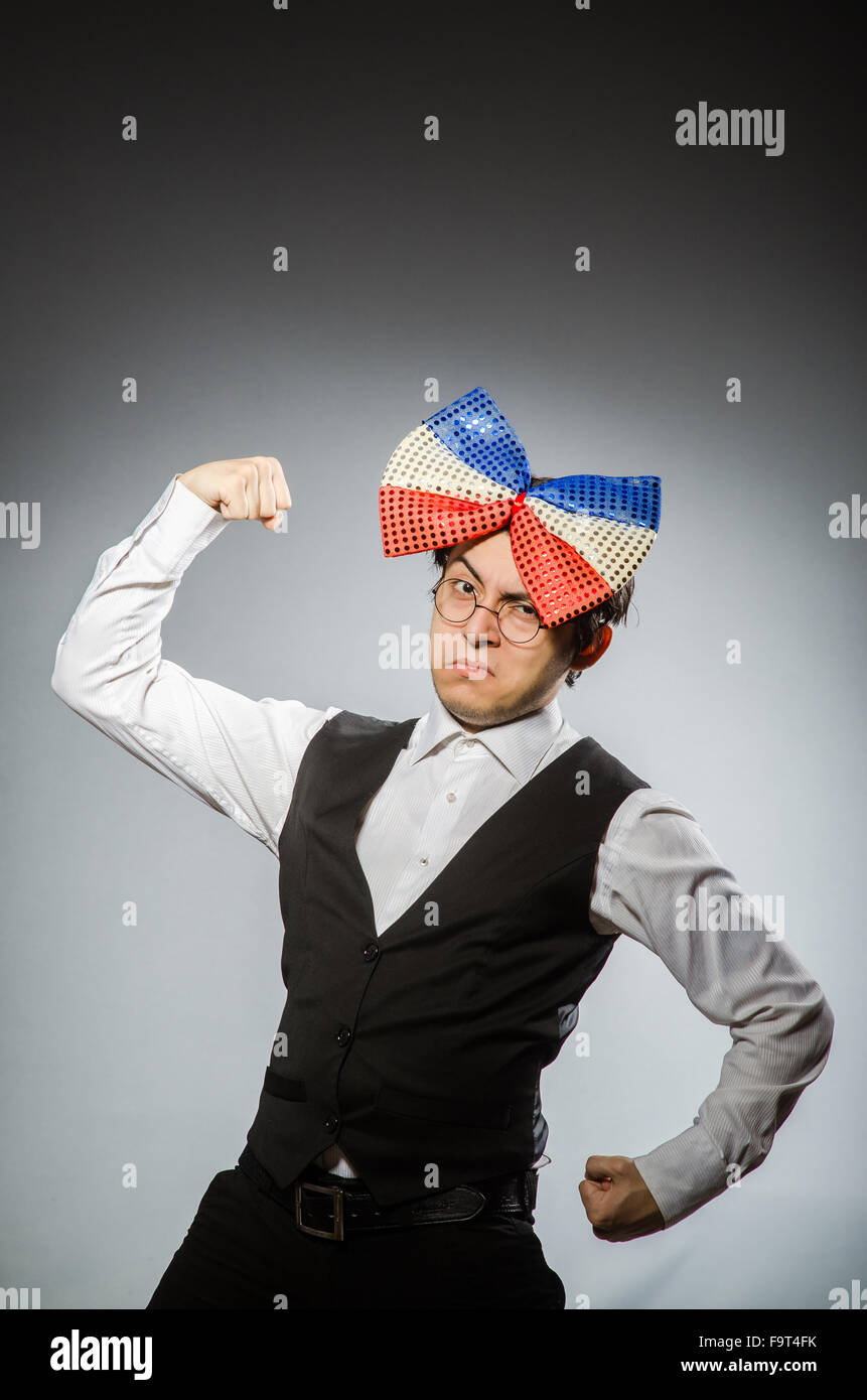 Funny man with giant bow tie Stock Photo - Alamy