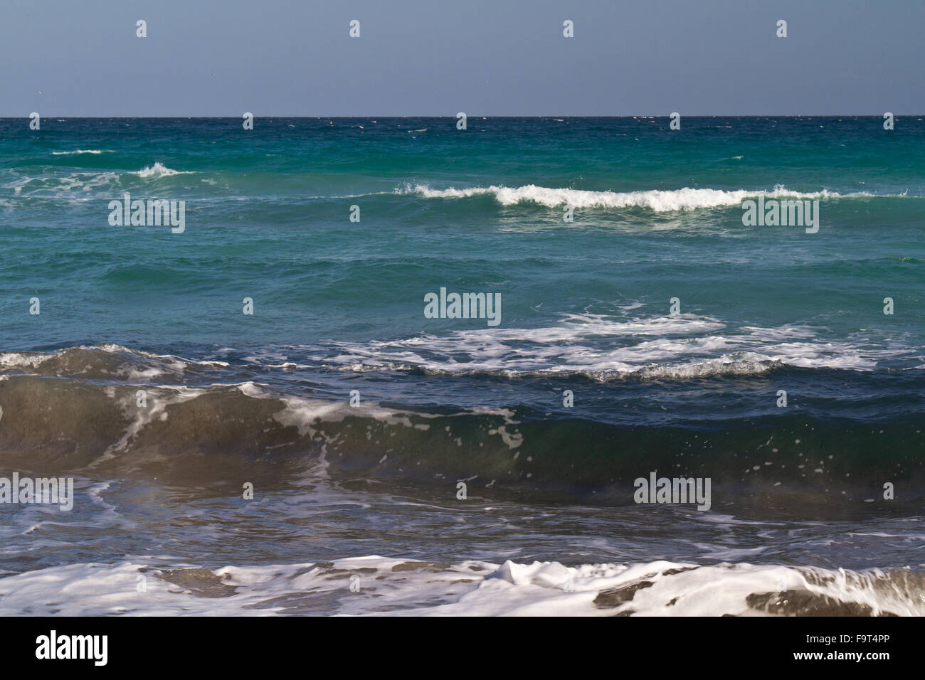 Sea waves on the Mediterranean sea Stock Photo - Alamy