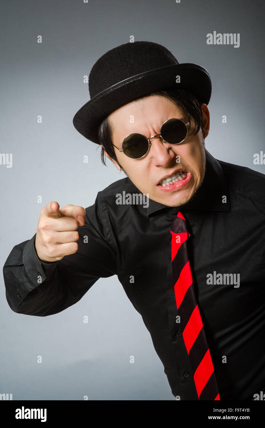 Funny man with vintage hat Stock Photo - Alamy