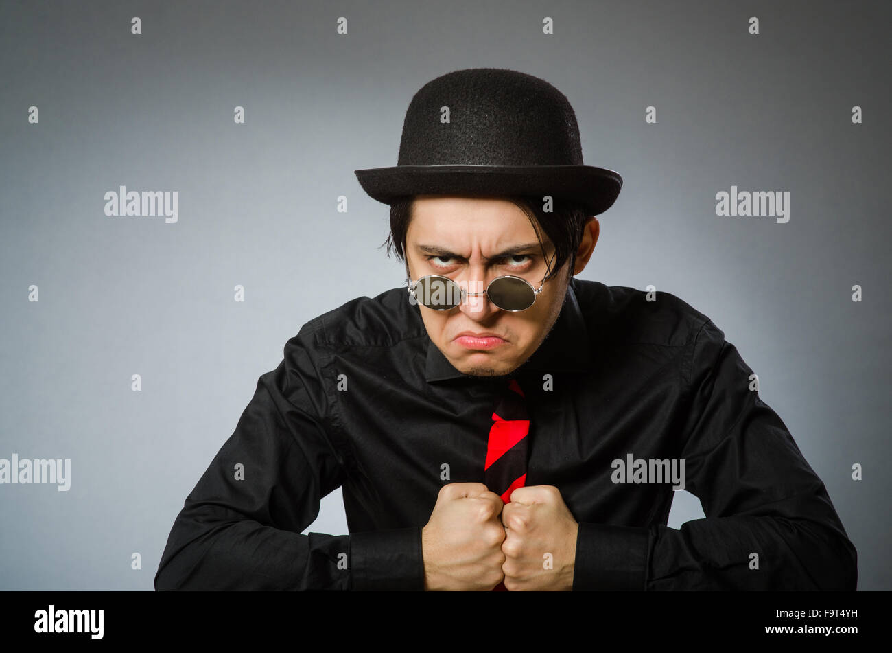Funny man with vintage hat Stock Photo - Alamy
