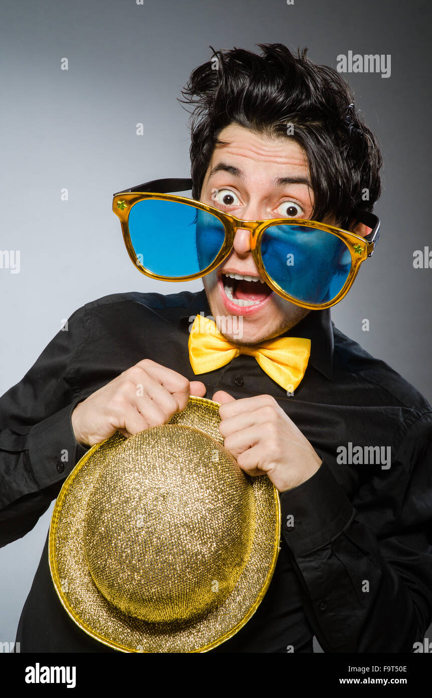 Funny man with vintage hat Stock Photo - Alamy