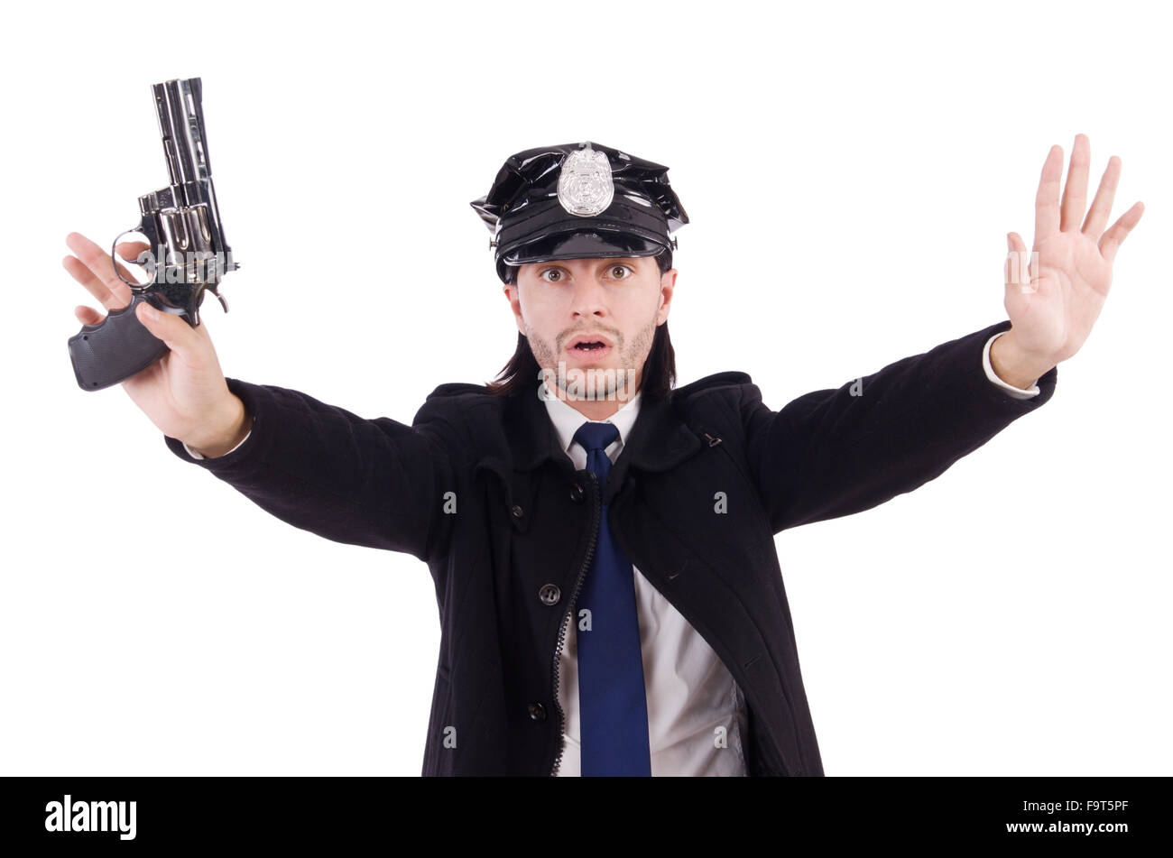 Police officer isolated on white Stock Photo - Alamy