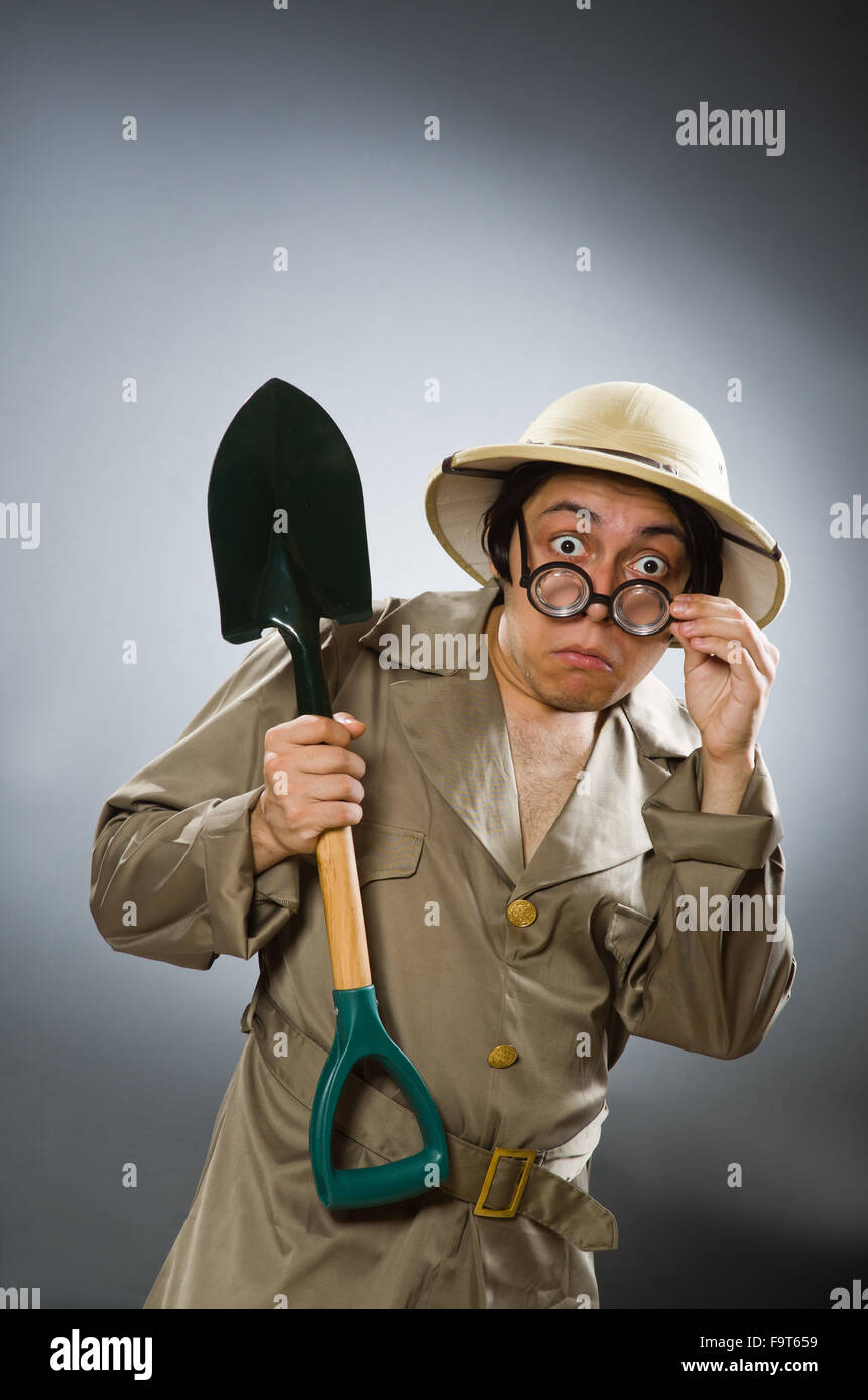 Funny man with the spade Stock Photo - Alamy