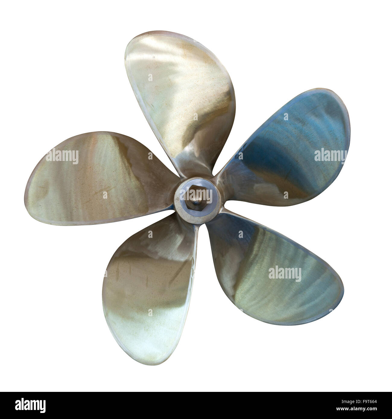 five-bladed propeller. Isolated over white background Stock Photo - Alamy