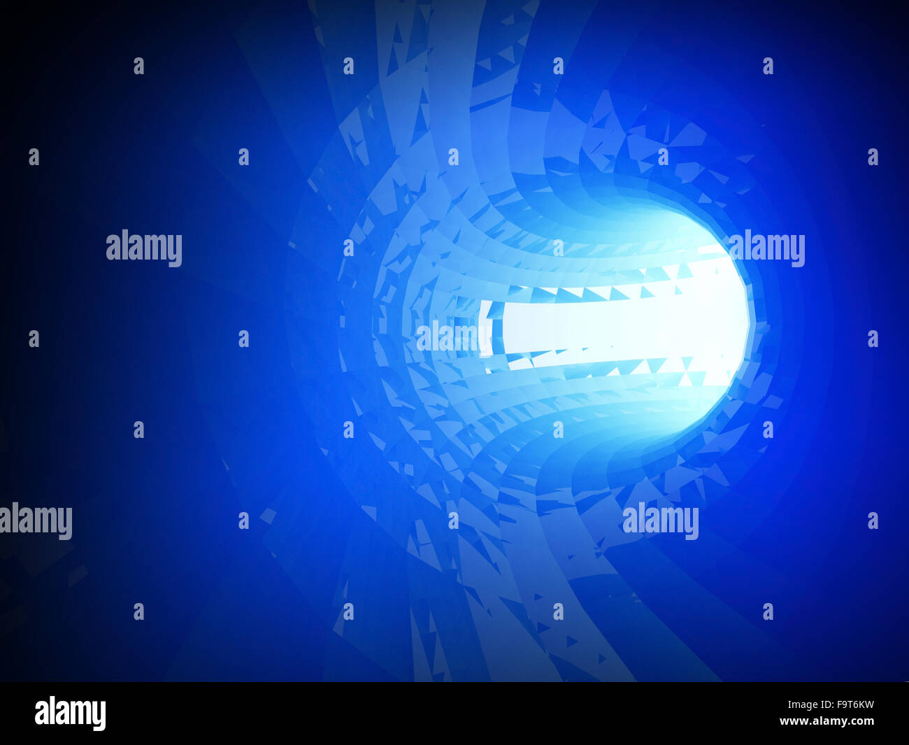 Abstract shining bright blue digital tunnel background. 3d illustration ...