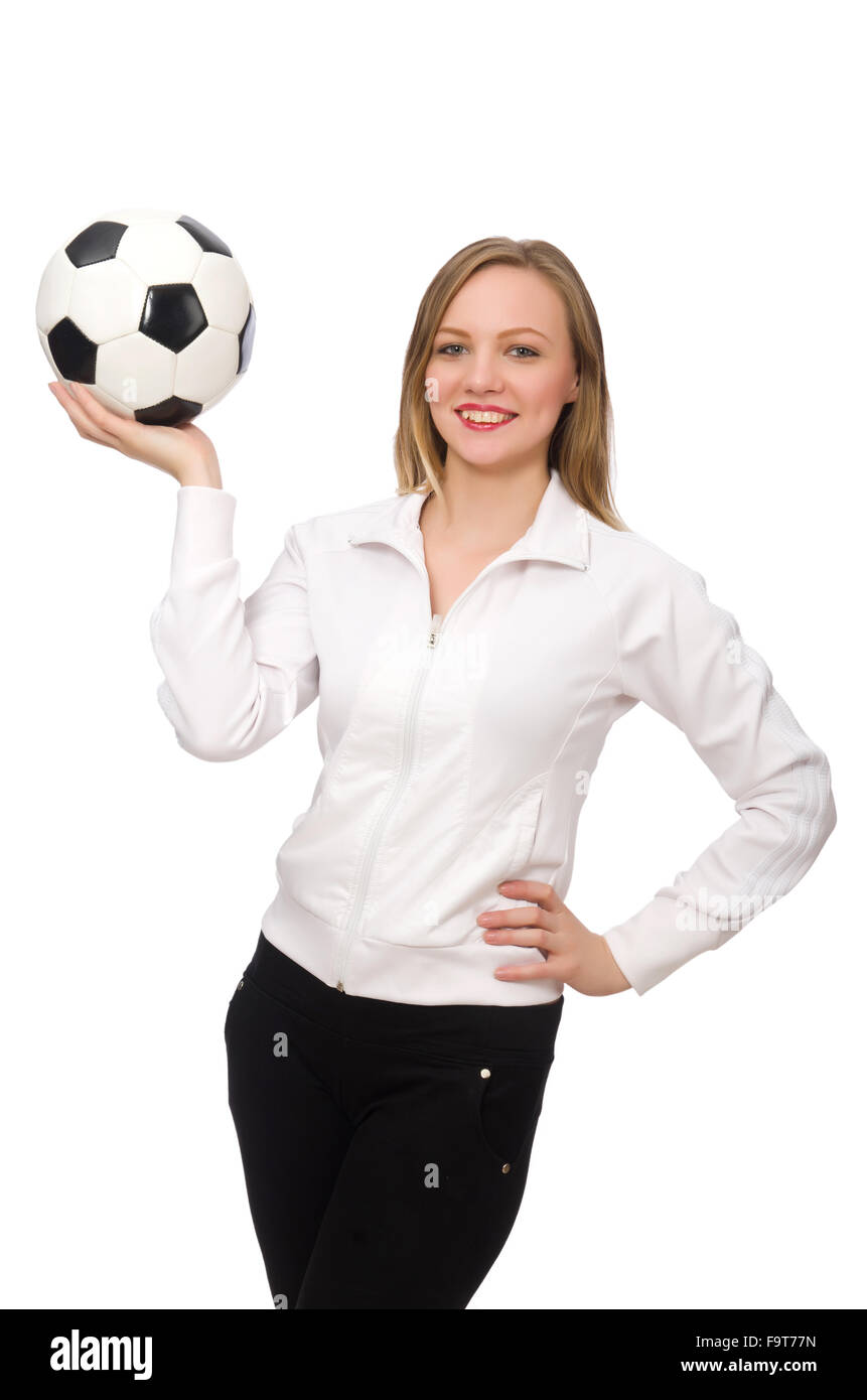 Woman wearing sports costume isolated on white Stock Photo - Alamy