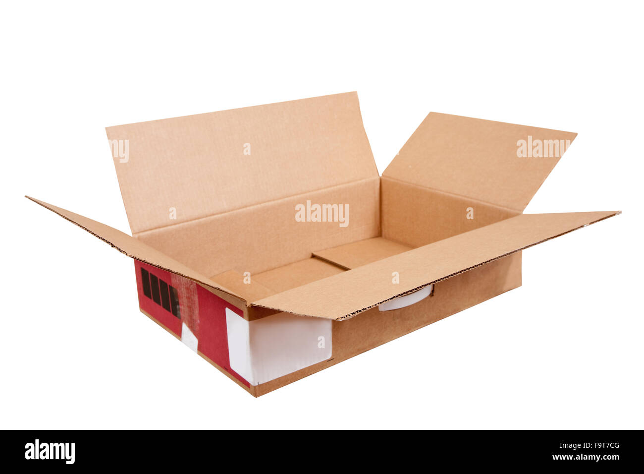 Opened cardboard box. Isolated over white background Stock Photo - Alamy