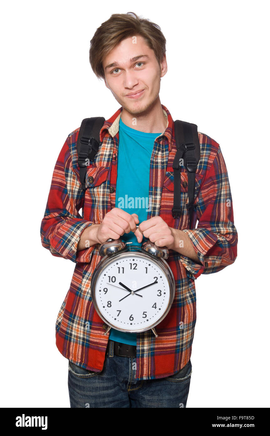Funny student isolated on white Stock Photo - Alamy