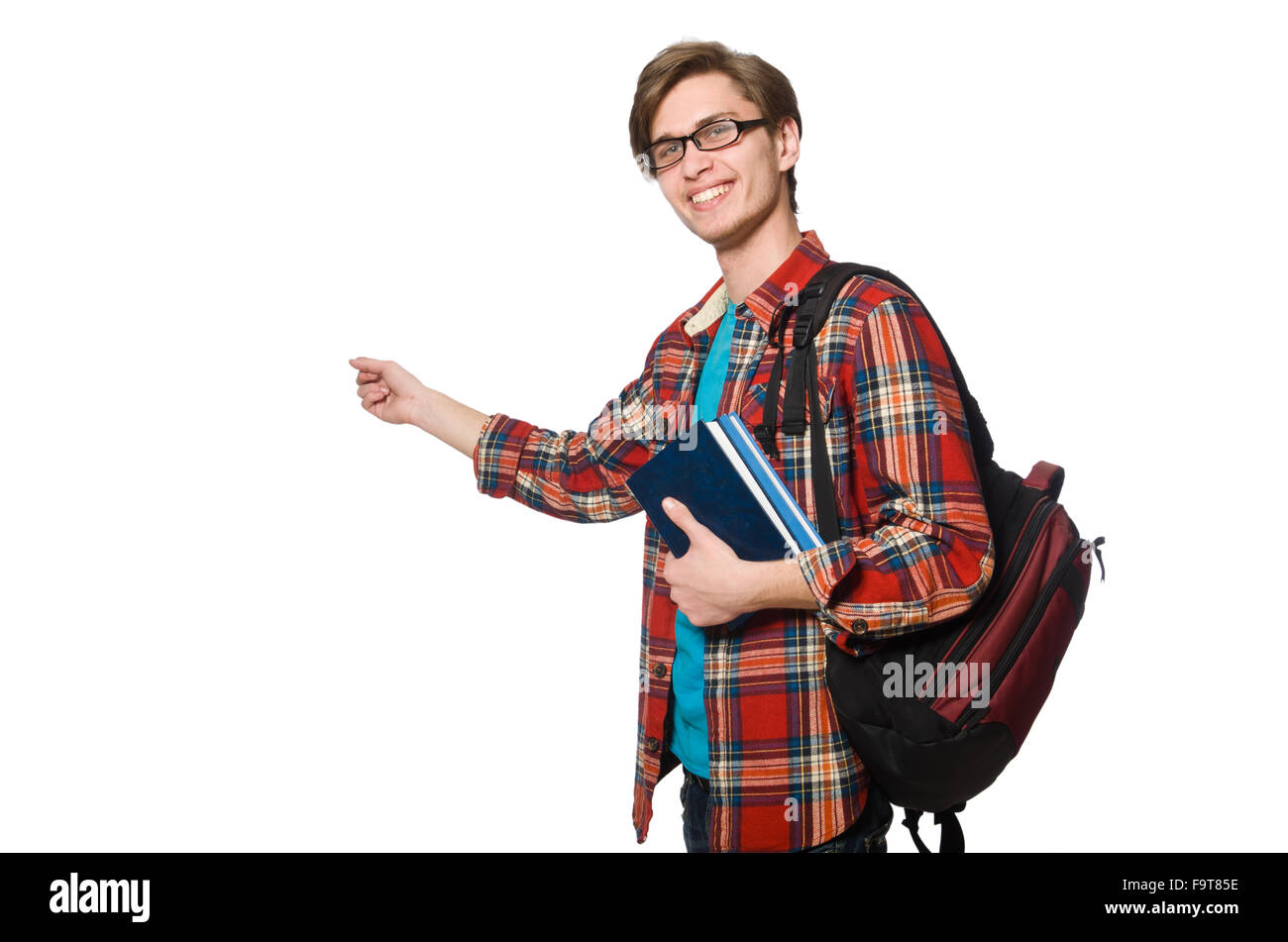 Funny student isolated on white Stock Photo - Alamy