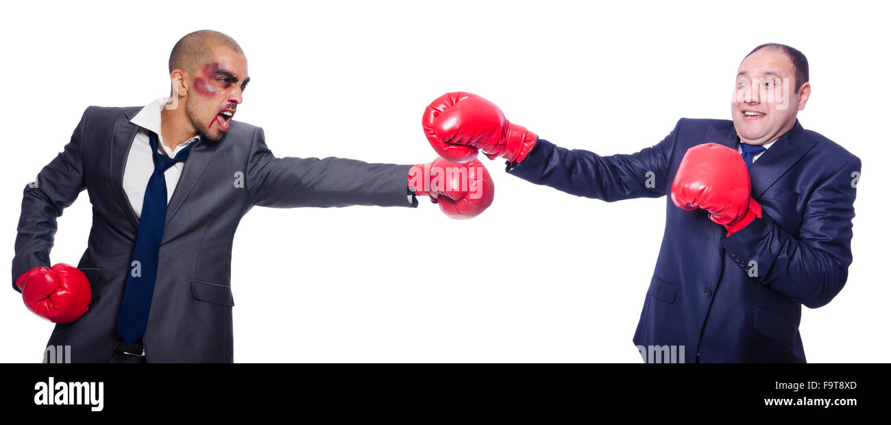 Pair in funny boxing concept Stock Photo - Alamy