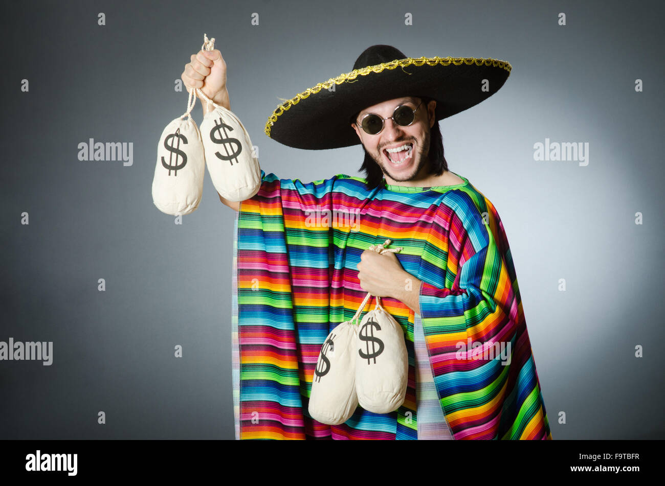 Mexican man with money sacks Stock Photo - Alamy