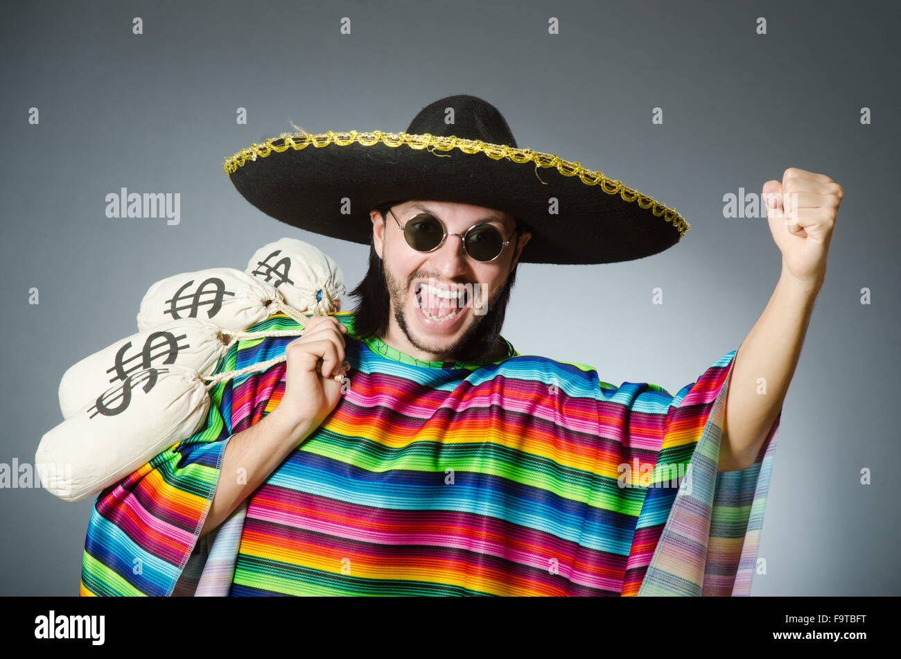 Mexican man with money sacks Stock Photo - Alamy