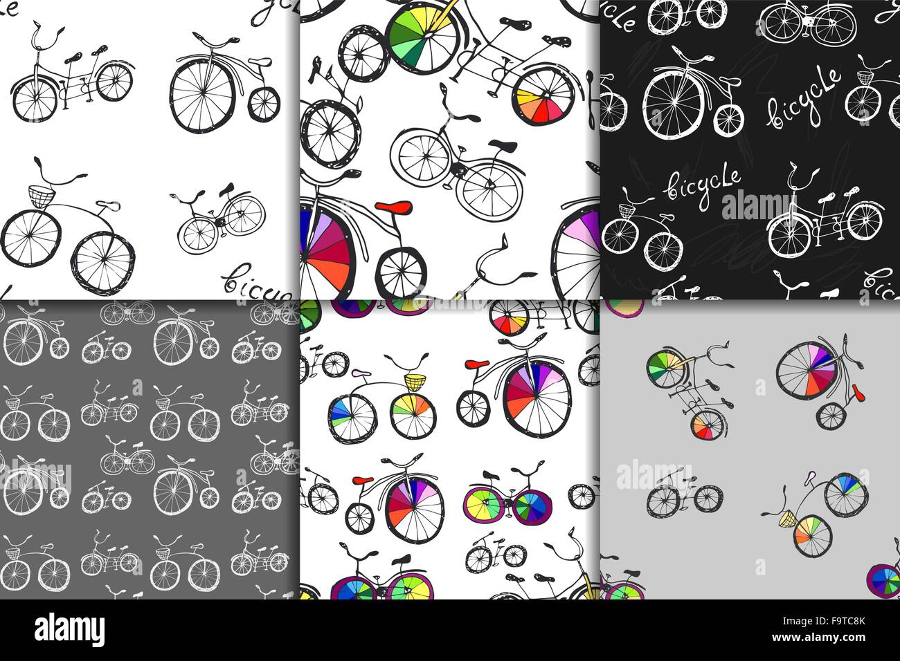 Cute doodle bicycle set Stock Vector Image & Art - Alamy